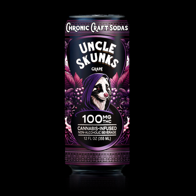 100 Mg D9 | Grape | Uncle Skunks | 12oz | Chronic Craft Soda